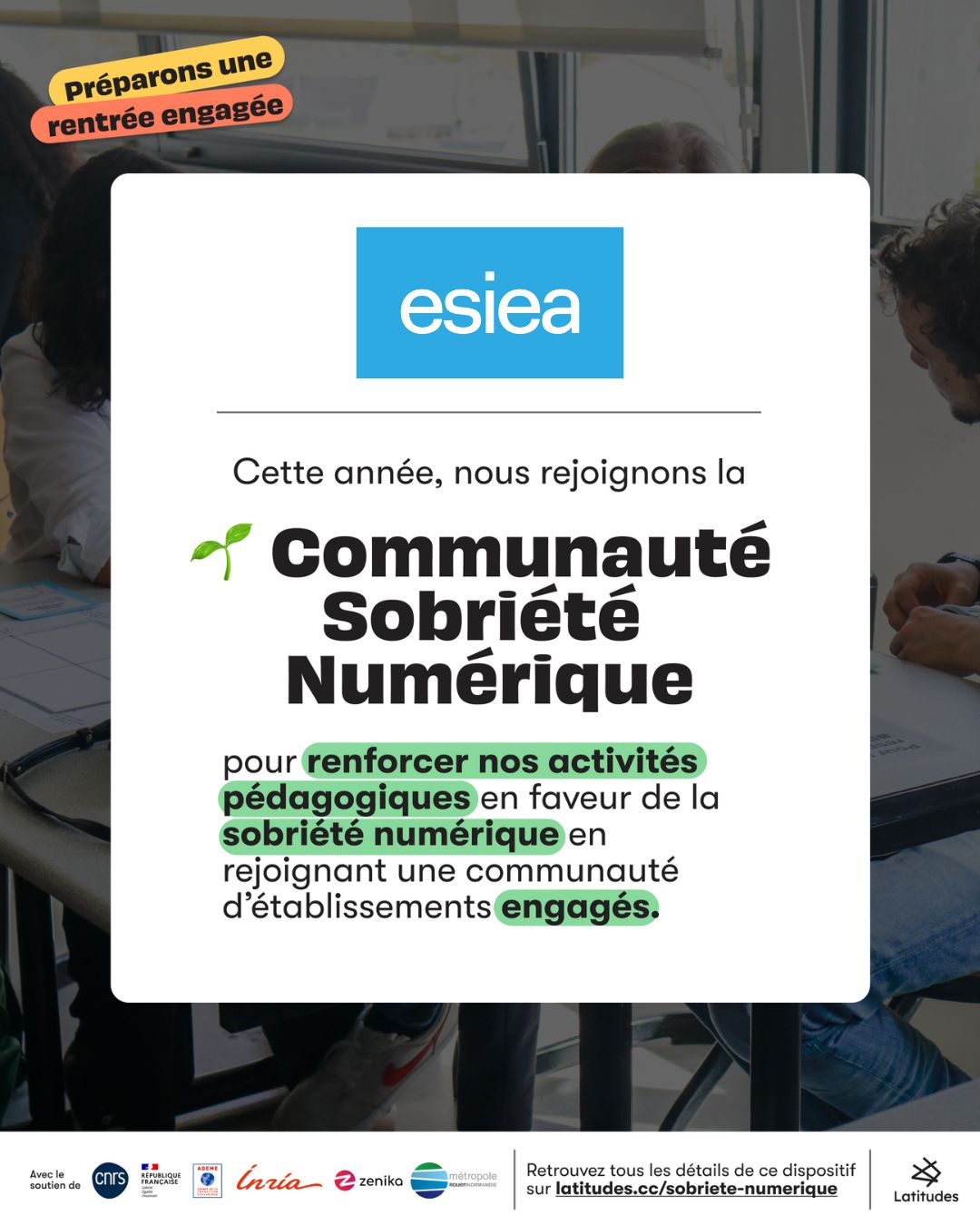 L'Esiea rejoint la Communauté Sobriété Numérique - ESIEA